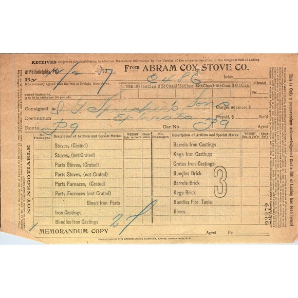None | Other | 99 Abram Cox Stove Co Philadelphia Letterhead Billhead ...